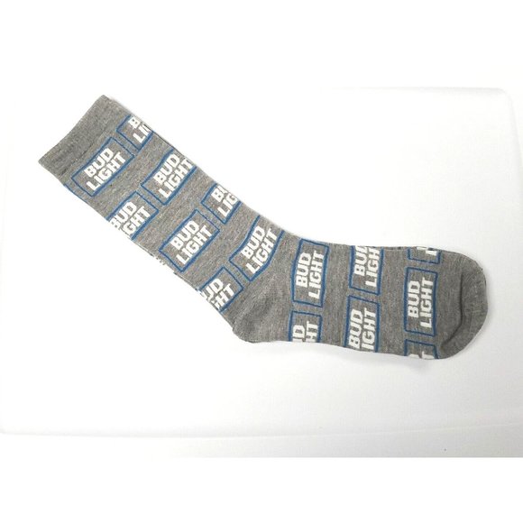 bud light | Other | Bud Light Beer All Over Logo Crew Socks Gray Sock ...